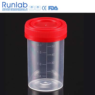 Specimen container,60ml, red screw cap,Runlab labware manufacturing co ...