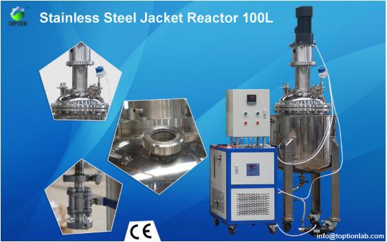 100L stainless steel jacketed reactor with agitation system for mixing ...