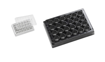 Polystyrene 24-well Krystal™ black & White clear bottomed plates ...