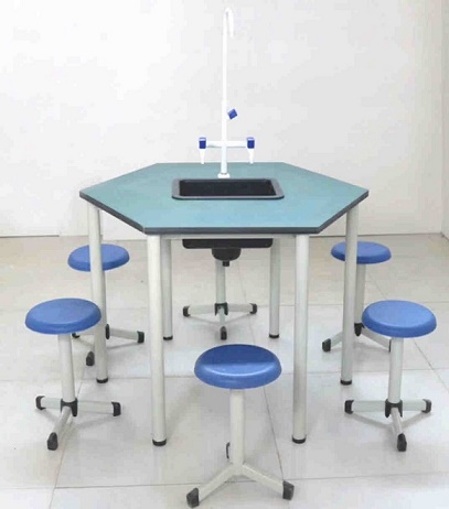 School Furniture Science Laboratory Bench Hexagonal Aluminum Alloy Wood ...